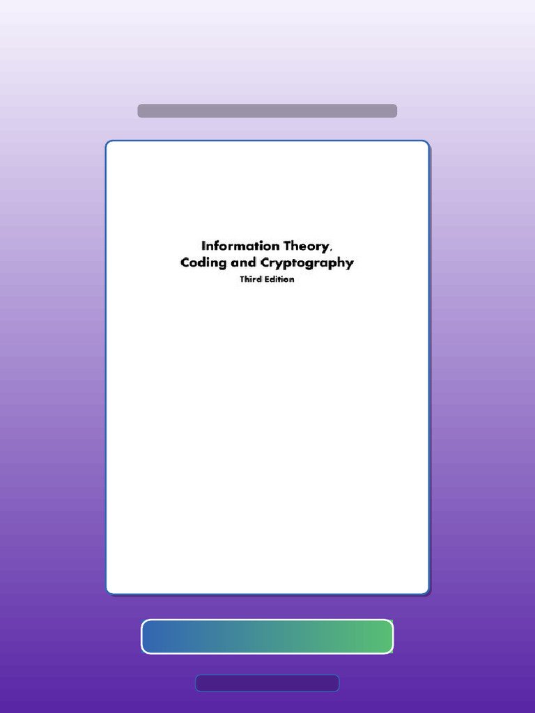 Information Theory Coding and Cryptography 3rd Edition Ranjan Bose ...