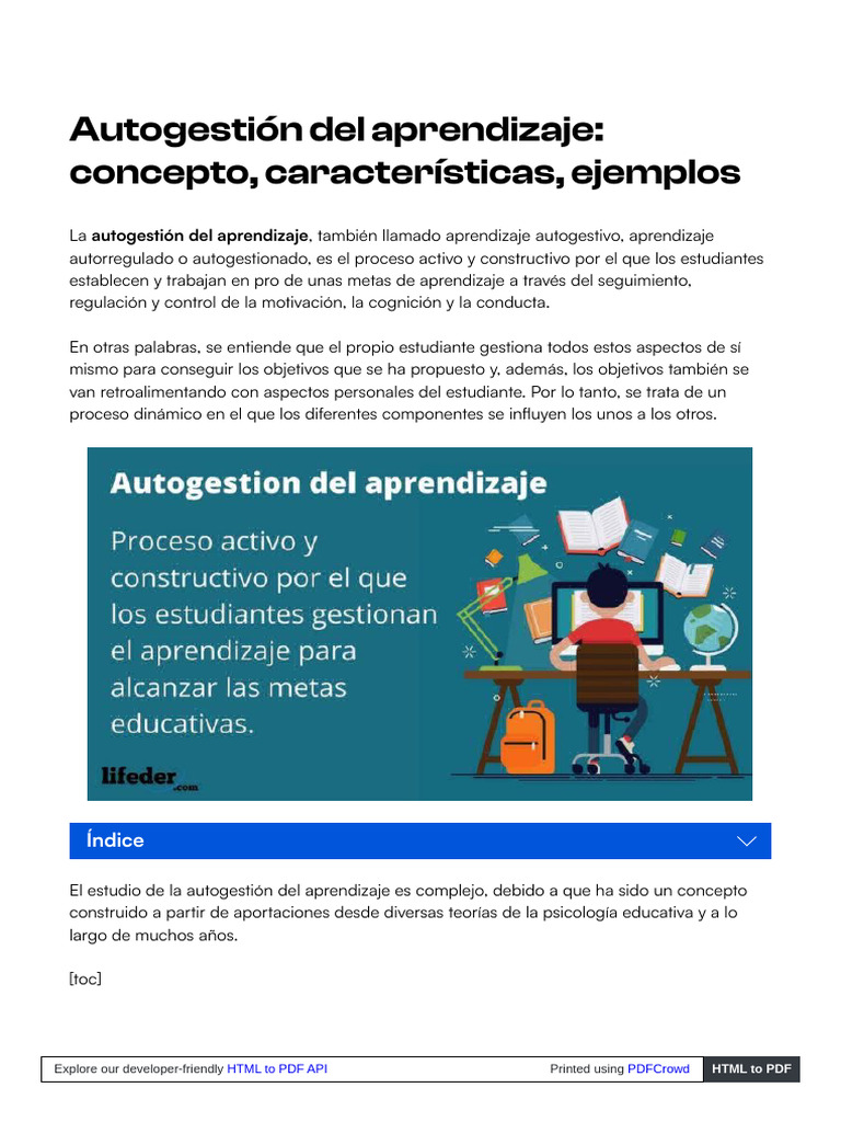 Autogestión del Aprendizaje: Claves y Ejemplos | PDF | Aprendizaje ...
