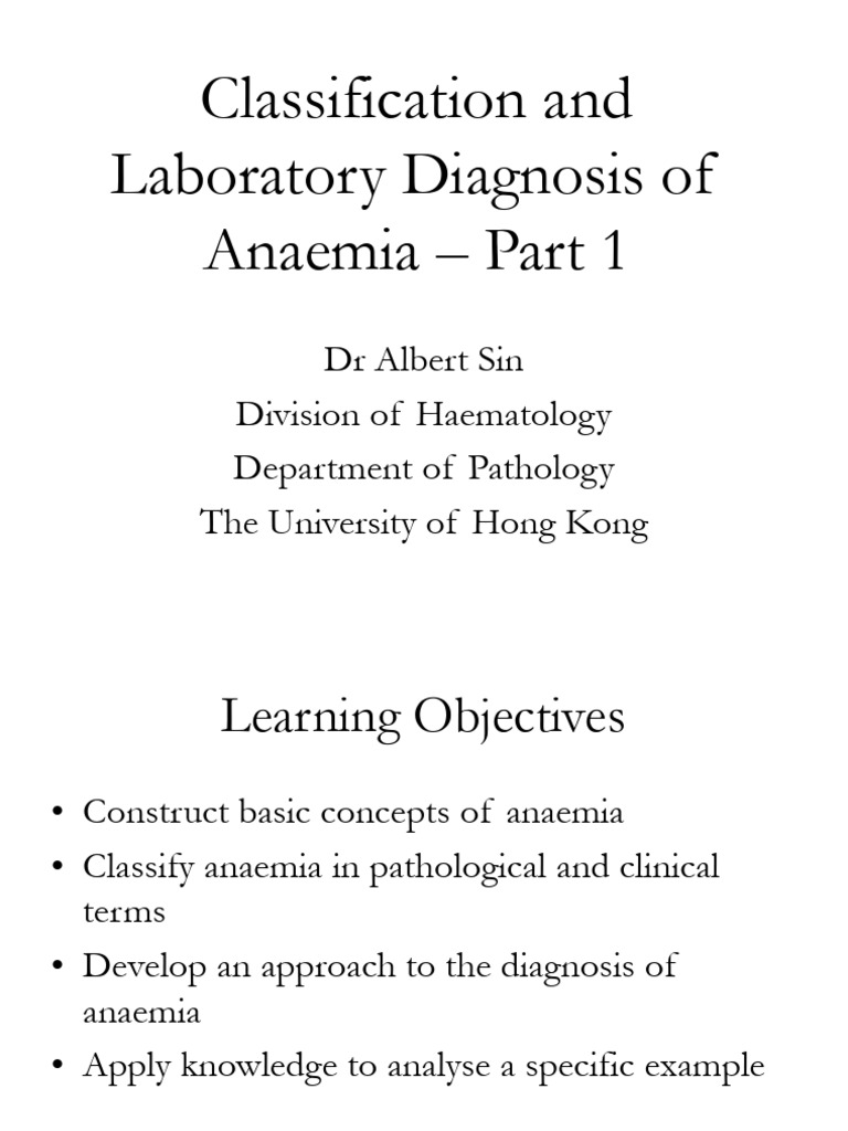 L06 - Classification and Laboratory | PDF | Anemia | Red Blood Cell