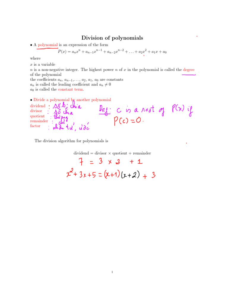 Lecture 1 Polynomals 19 10 | PDF | Factorization | Polynomial