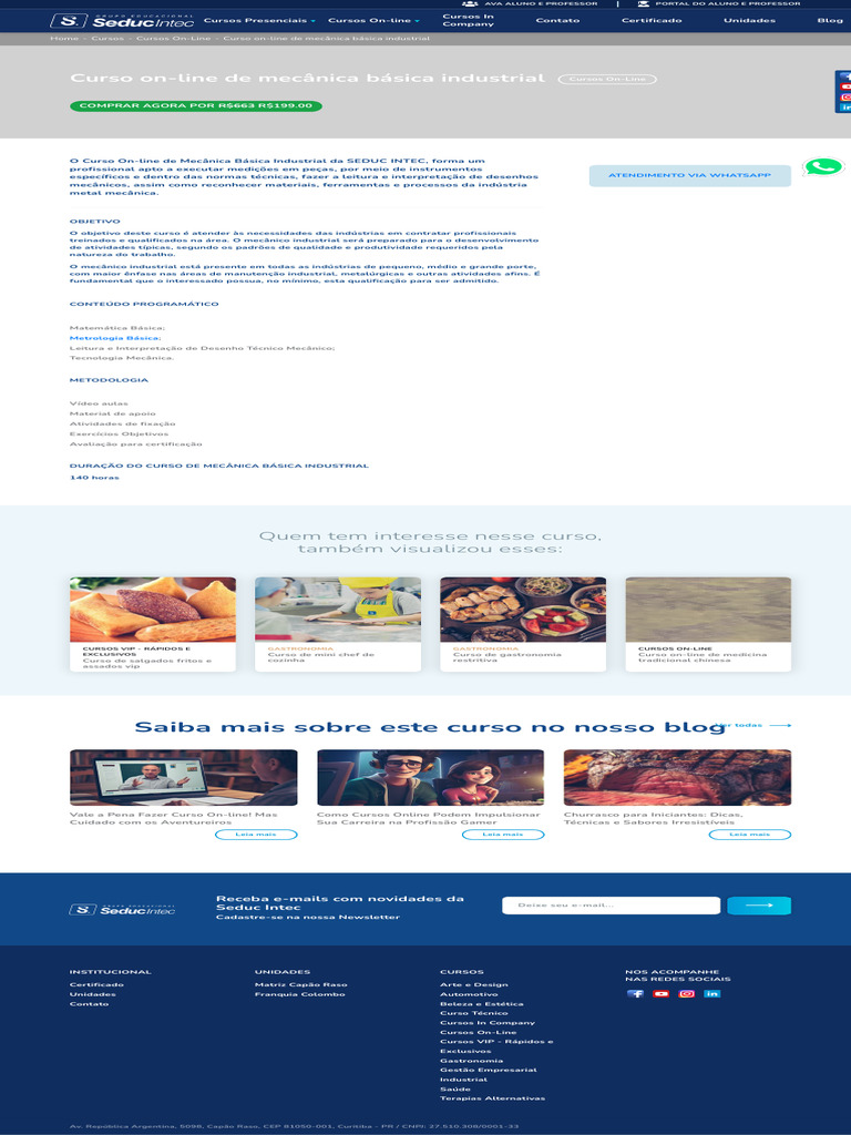 Curso On-Line de Mecânica Básica Industrial - Seduc Intec Cursos | PDF | Tecnologia educacional