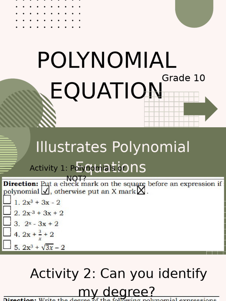 Polynomial Equation | PDF | Equations | Polynomial