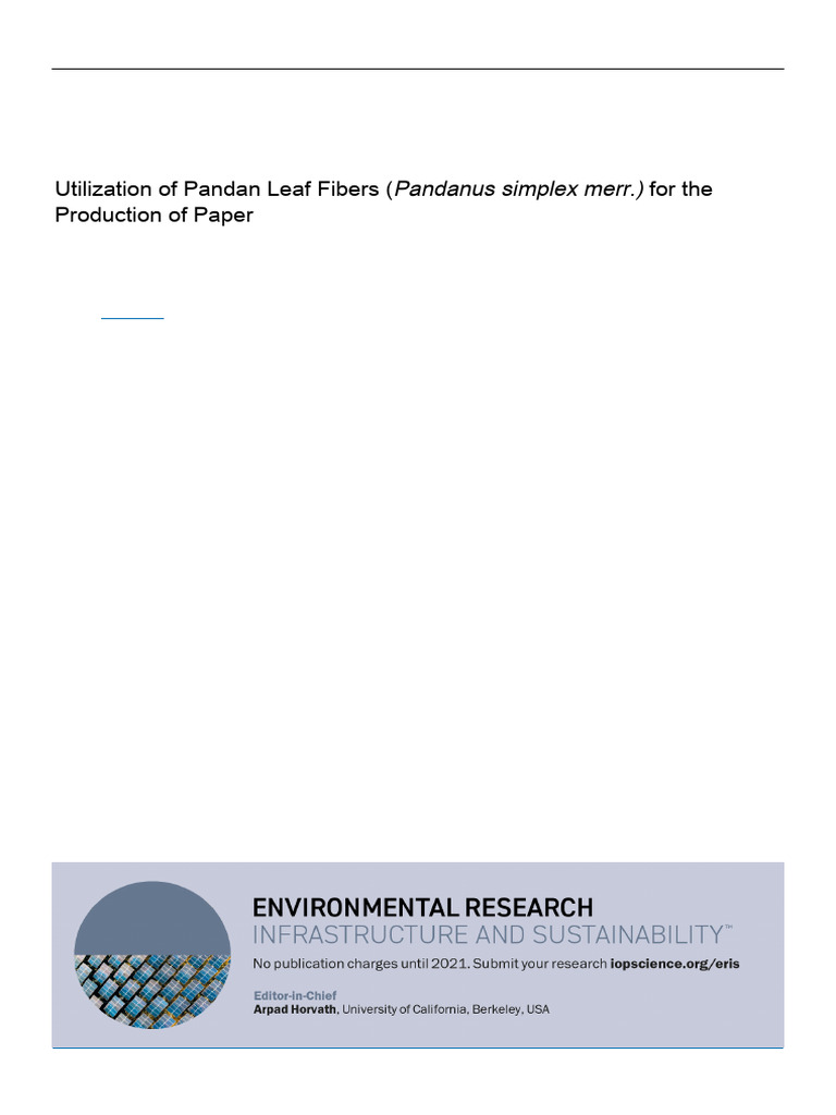Pandan Leaf Fibers for Paper Production | PDF | Paper | Pulp (Paper)