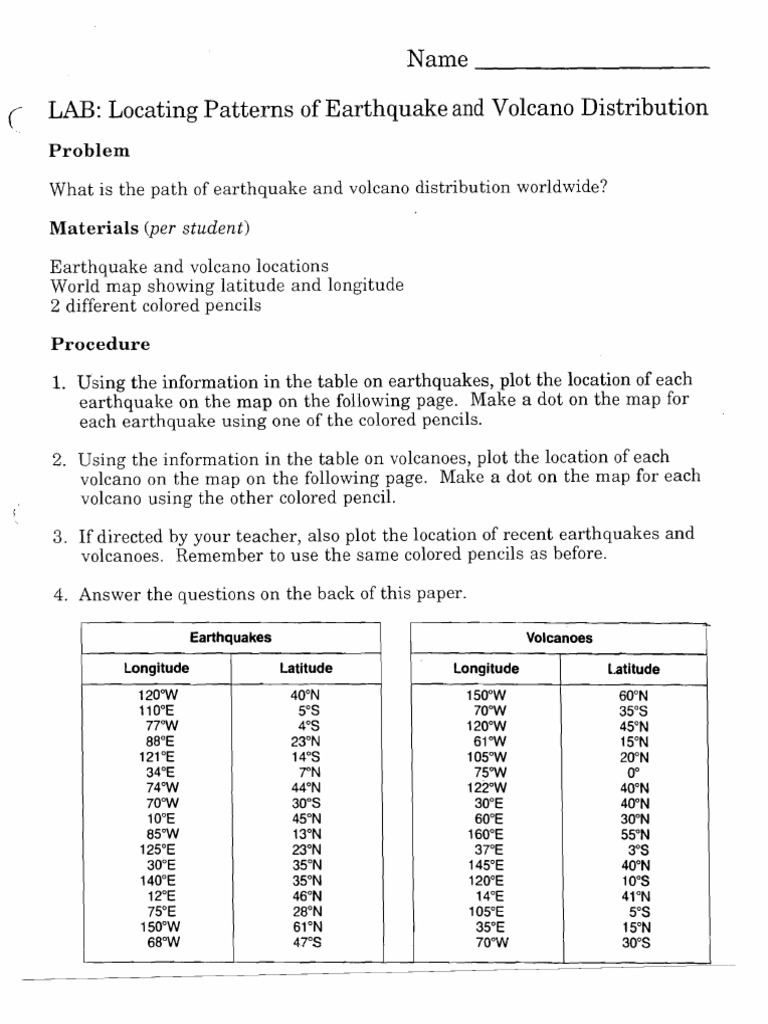 Earthquake and Volcano Mapping Lab | PDF
