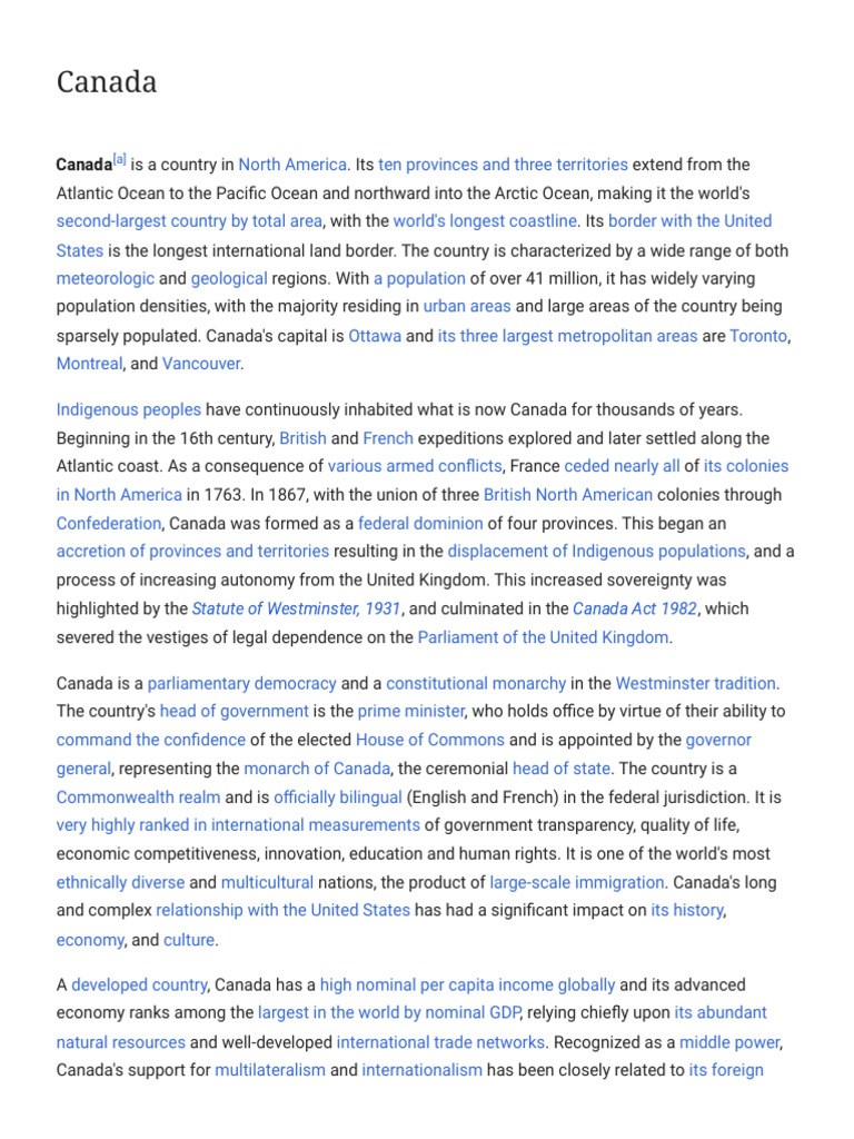 Overview of Canada: Geography and History | PDF | Canada | Provinces ...