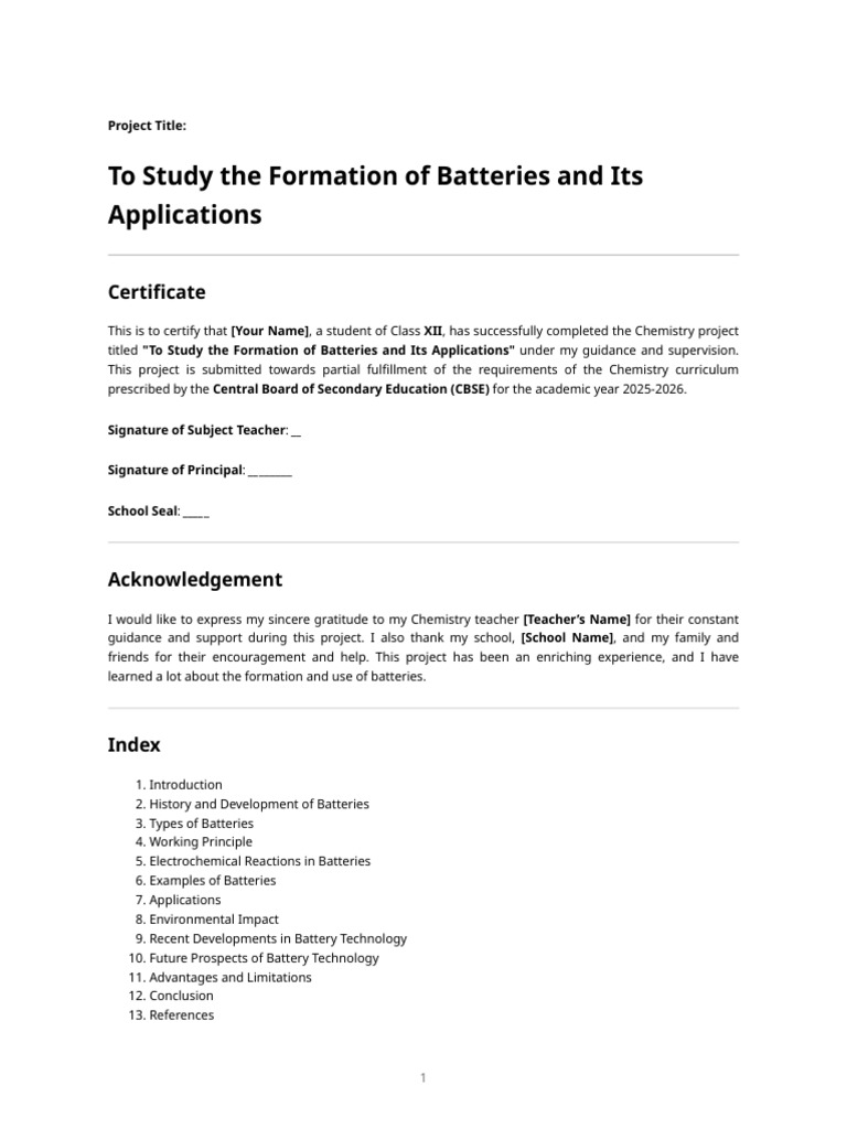 Battery Formation and Applications Study | PDF | Rechargeable Battery ...