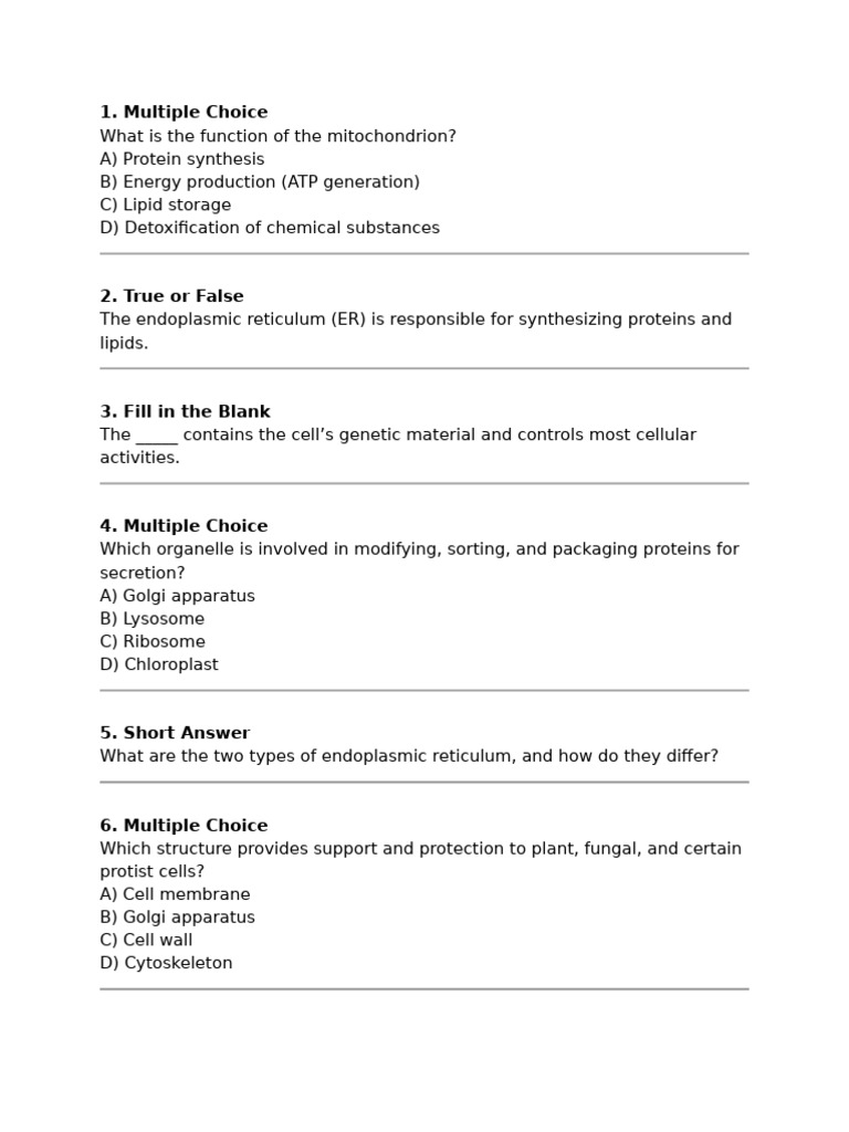 Test Reviewer Cet Bio J Physics | PDF | Endoplasmic Reticulum | Cell ...