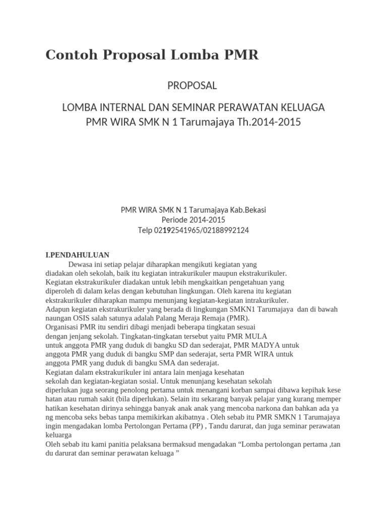 Contoh Proposal Lomba PMR | PDF