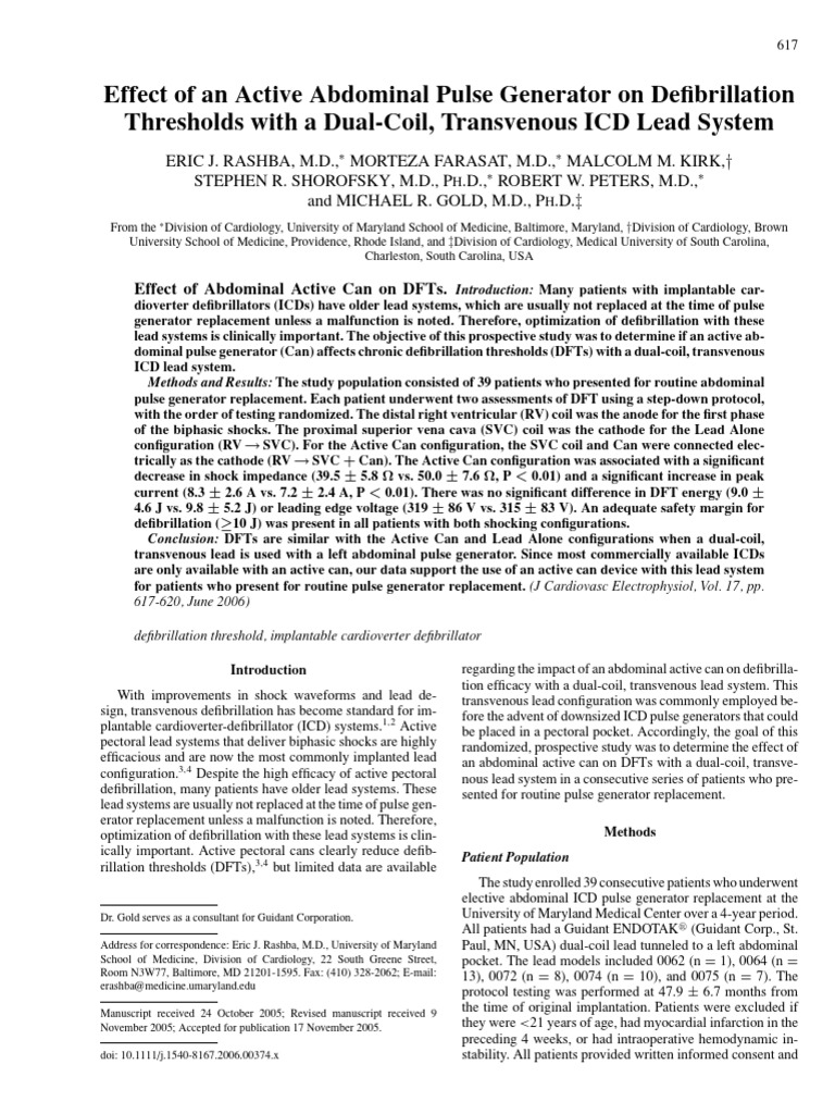 Effect of An Active Abdominal Pulse Generator On Defibrillation ...