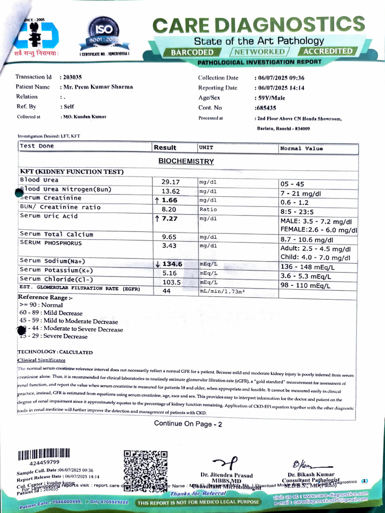 Adobe Scan 14-Jul-2025 | PDF | Creatinine | Medical Specialties