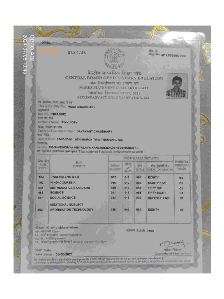 10th Certificate | PDF