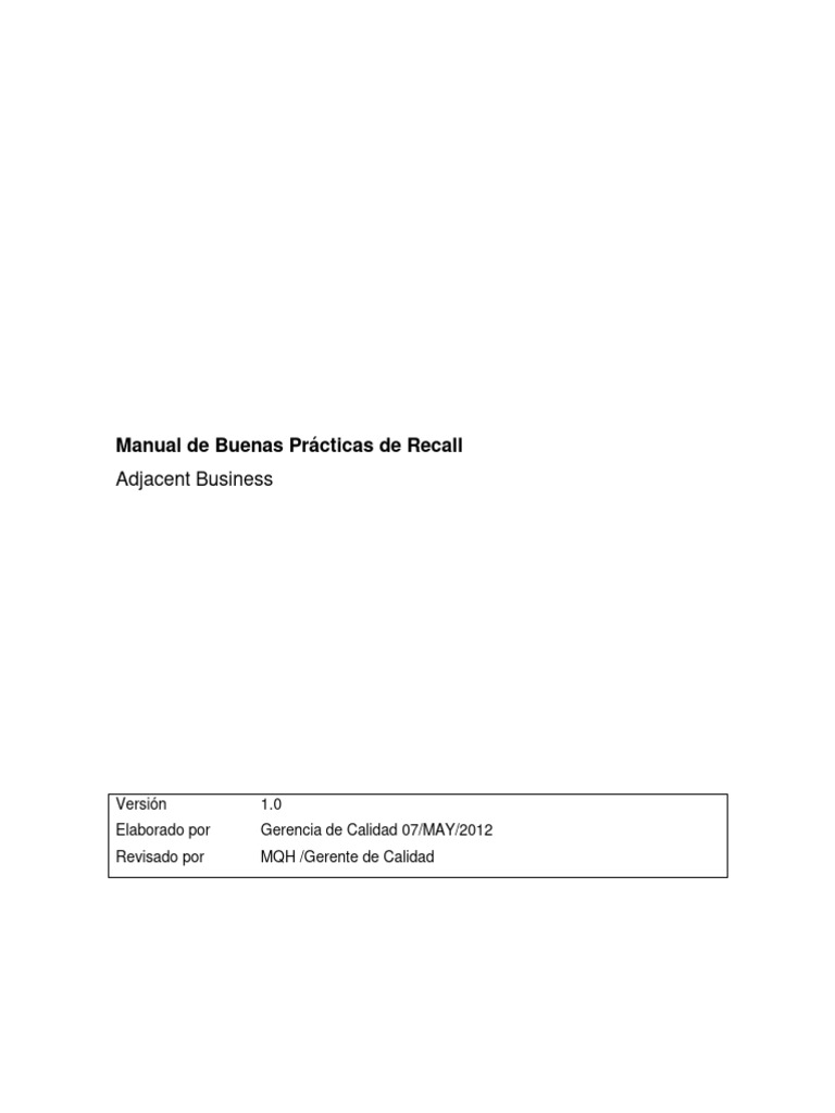 Buenas Prácticas de Recall Alimentario | PDF | Alimentos | Seguridad ...