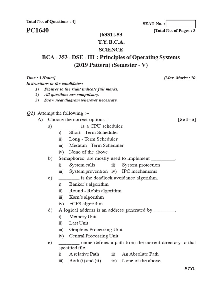 Principles of Operating Systems | PDF | Scheduling (Computing ...