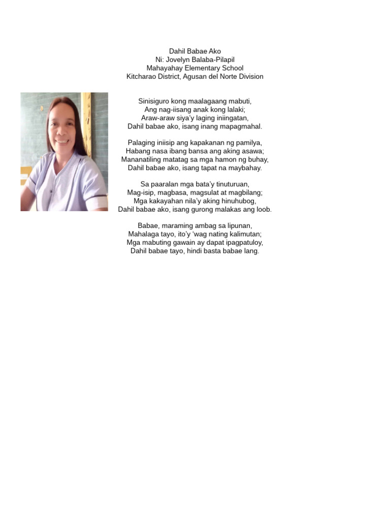 Dahil Babae Ako (Tula) | PDF