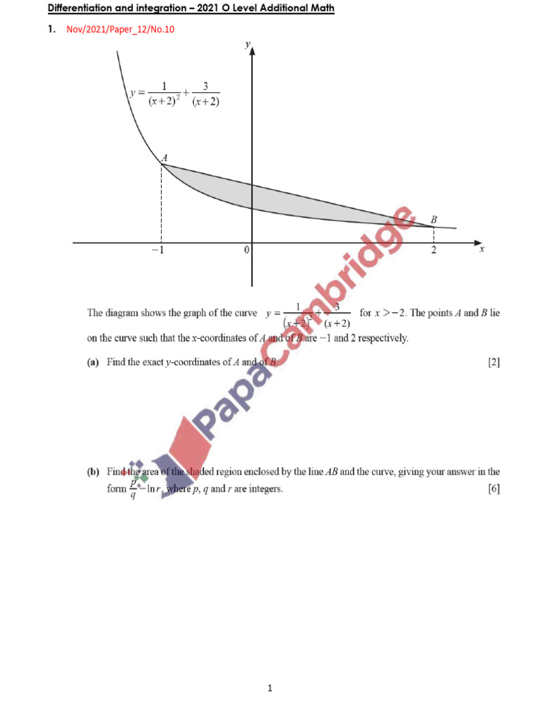 2021 Differentiation and Integration O Level 4037 | PDF | Chess Theory | Chess Openings