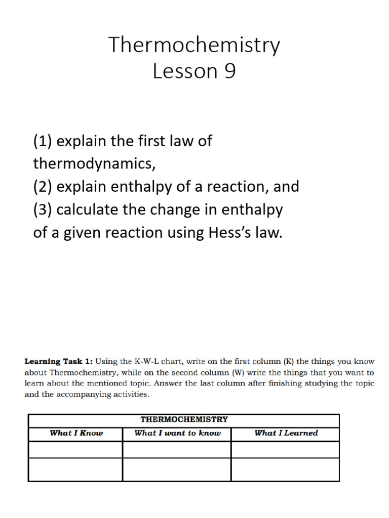 Lesson 1 Thermochemistry | PDF | Calorie | Heat