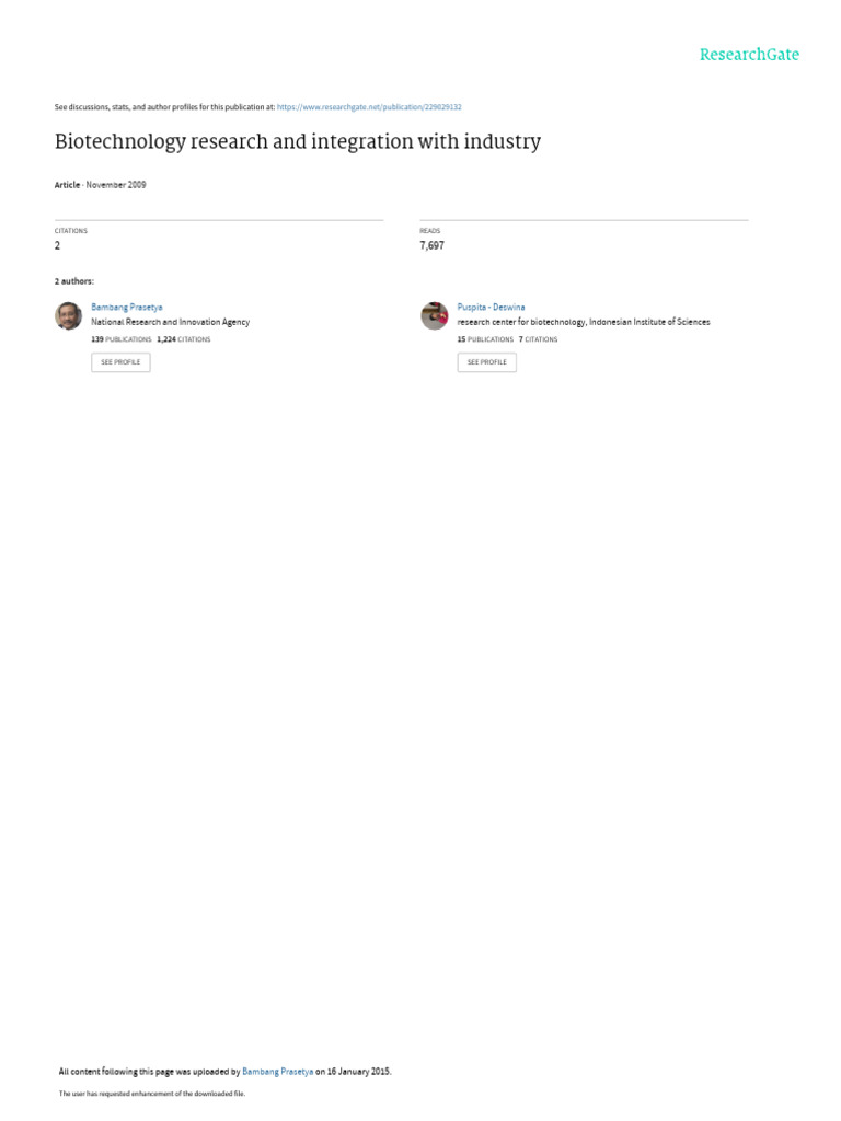 Biotechnology Research and Industry Integration | PDF | Biotechnology ...