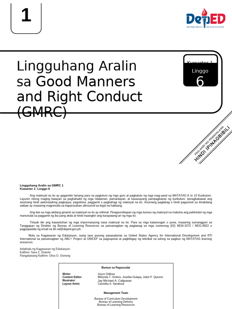 Le - GMRC 1 Q1 - W6 | PDF