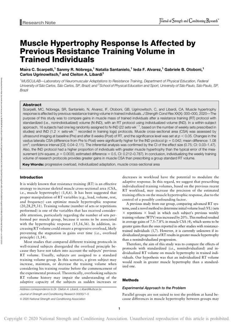 Impact of Training Volume on Muscle Growth | PDF | Strength Training ...