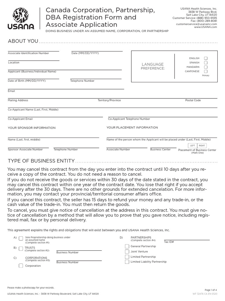 DBA - Form CA EN | PDF | Credit Card | Partnership
