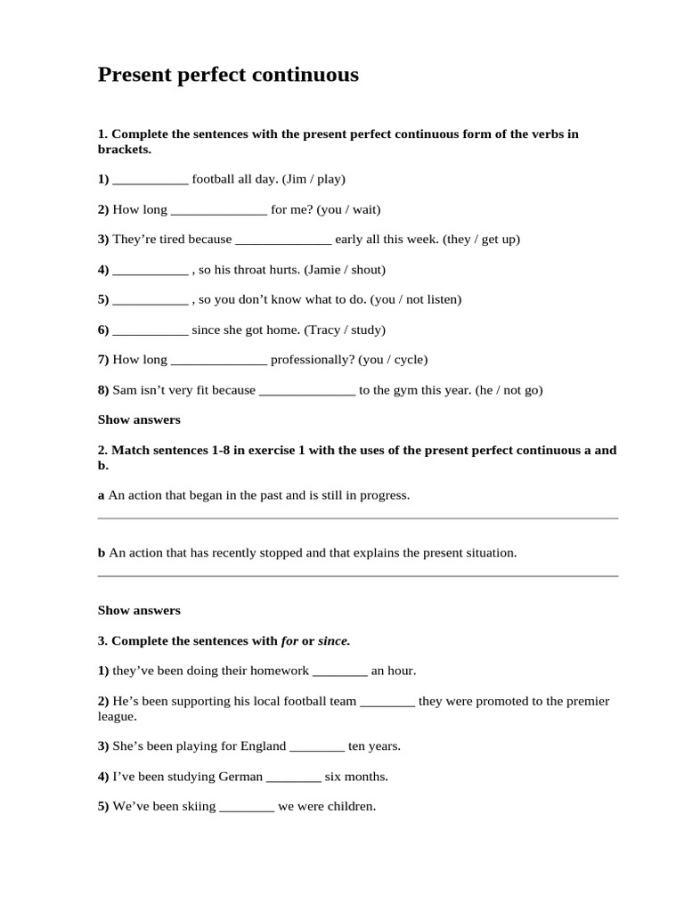 Present Perfect Continuous | PDF