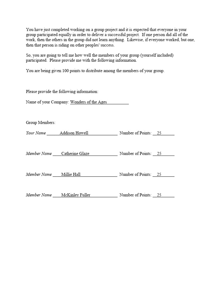 Group Project Team Grading | PDF