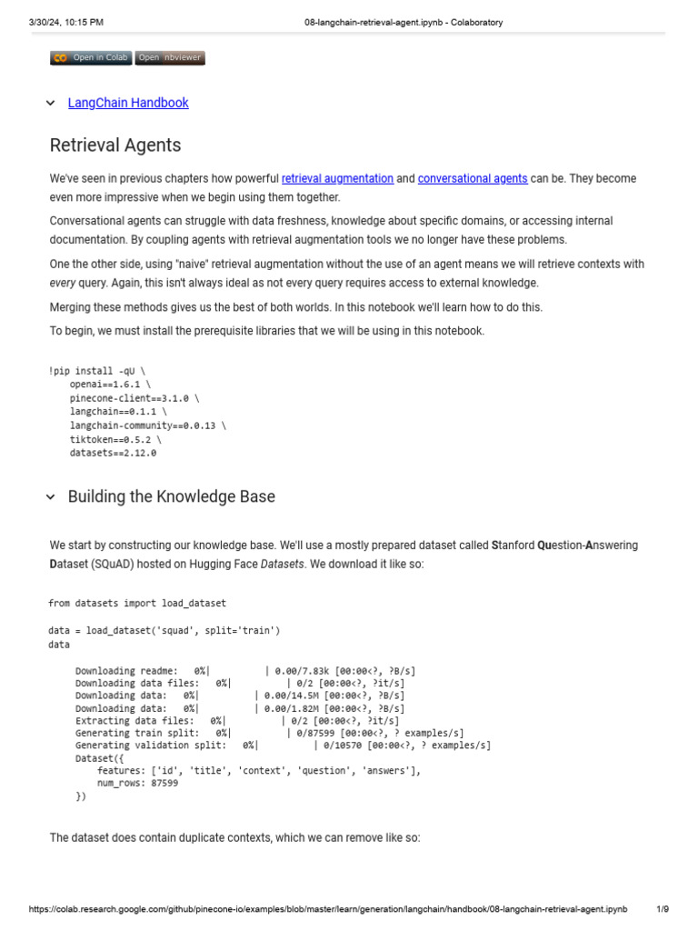 Chapter 8 Langchain Retrieval Agent - Ipynb Colaboratory | PDF | Computing
