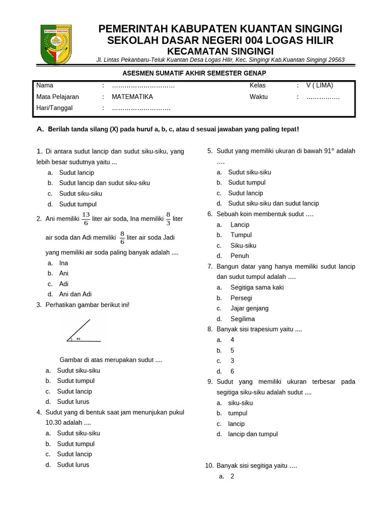 Soal Asas MTK Ok | PDF