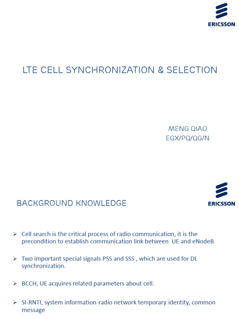 LTE Cell Synchronization and Selection Guide | PDF | Duplex ...
