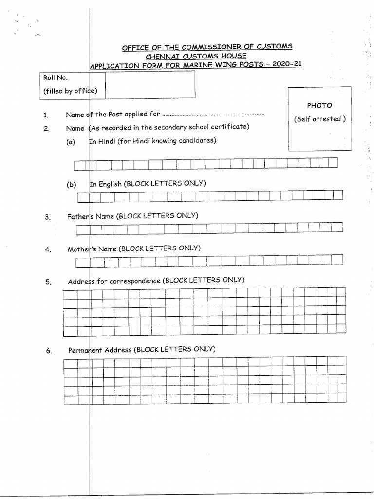 Appl. Form For Marine Wing Post | PDF