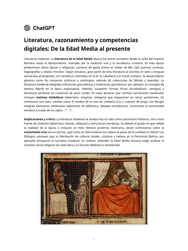 Literatura medieval y su legado moderno | PDF