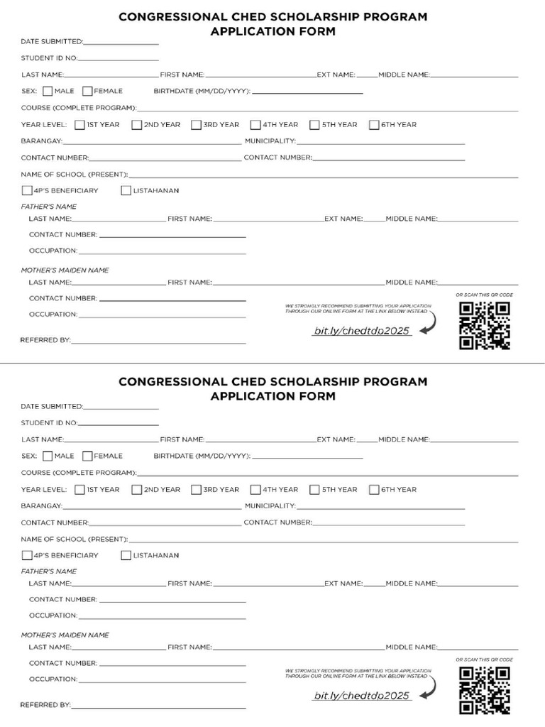 CHED TDP Scholarship Application Form 2025 | PDF