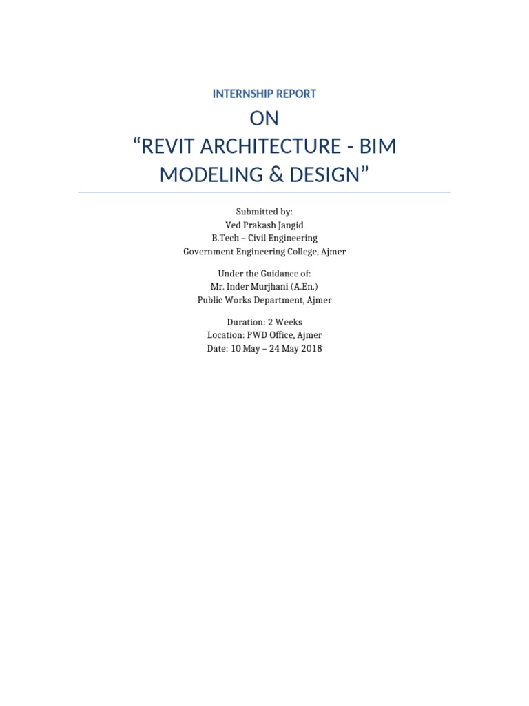Revit Architecture Internship Report Complete | PDF | Autodesk Revit | Design