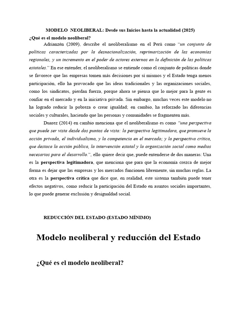 Características Del Modelo de Neoliberal | PDF | Neoliberalismo | Milton Friedman