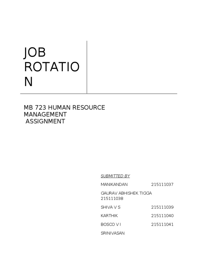 Job Rotation Final | PDF | Human Factors And Ergonomics | Labor