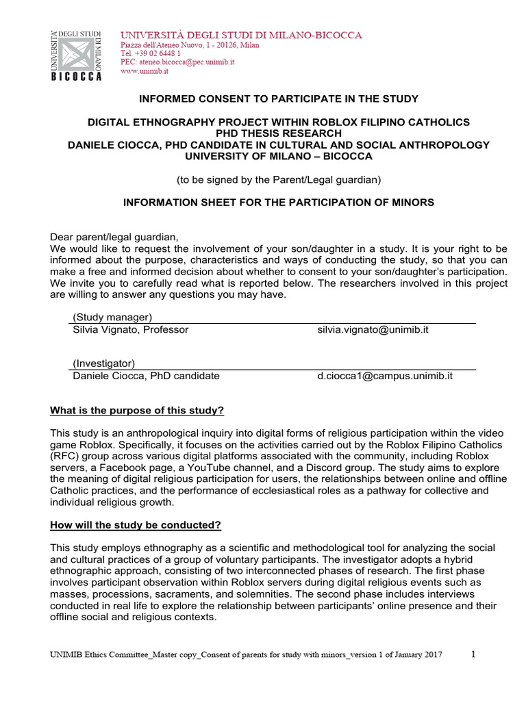 Informed Consent Interview Minors | PDF | Ethnography | Anthropology