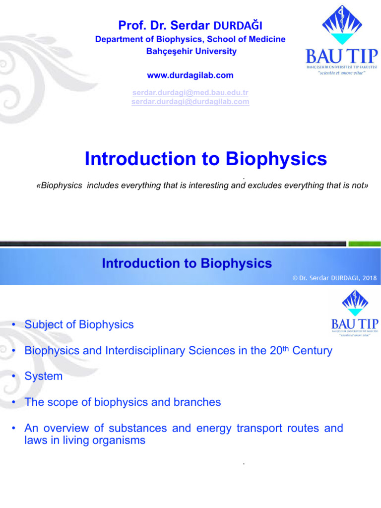 Introduction To Biophysics - Dr. Serdar Durdagi | PDF | Valence ...