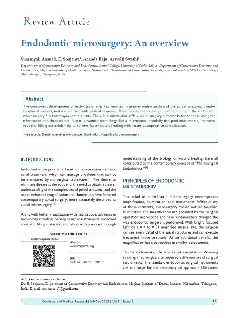 Endodontic Microsurgery An Overview.2 | PDF | Medical Specialties ...