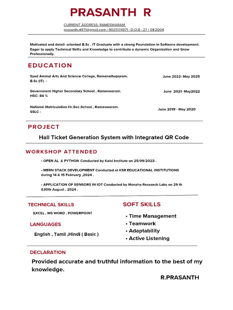Prasanth Resume | PDF