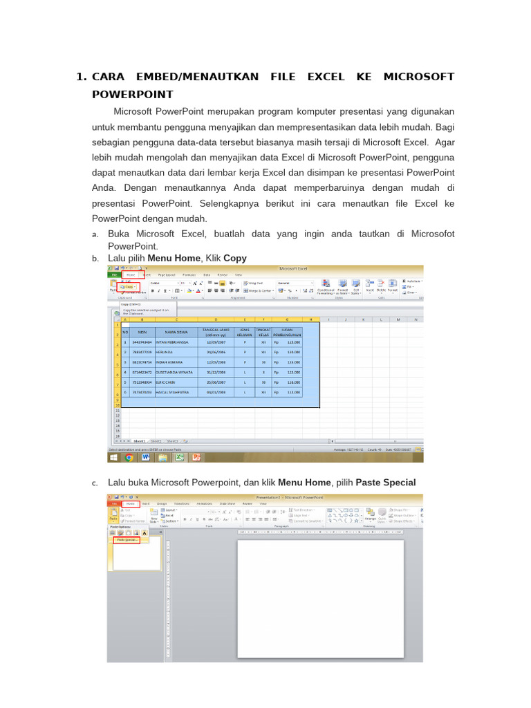 Laporan Cara Menautkan Microsoft Excel Ke Powerpoint Dan Cara Hyperlink ...
