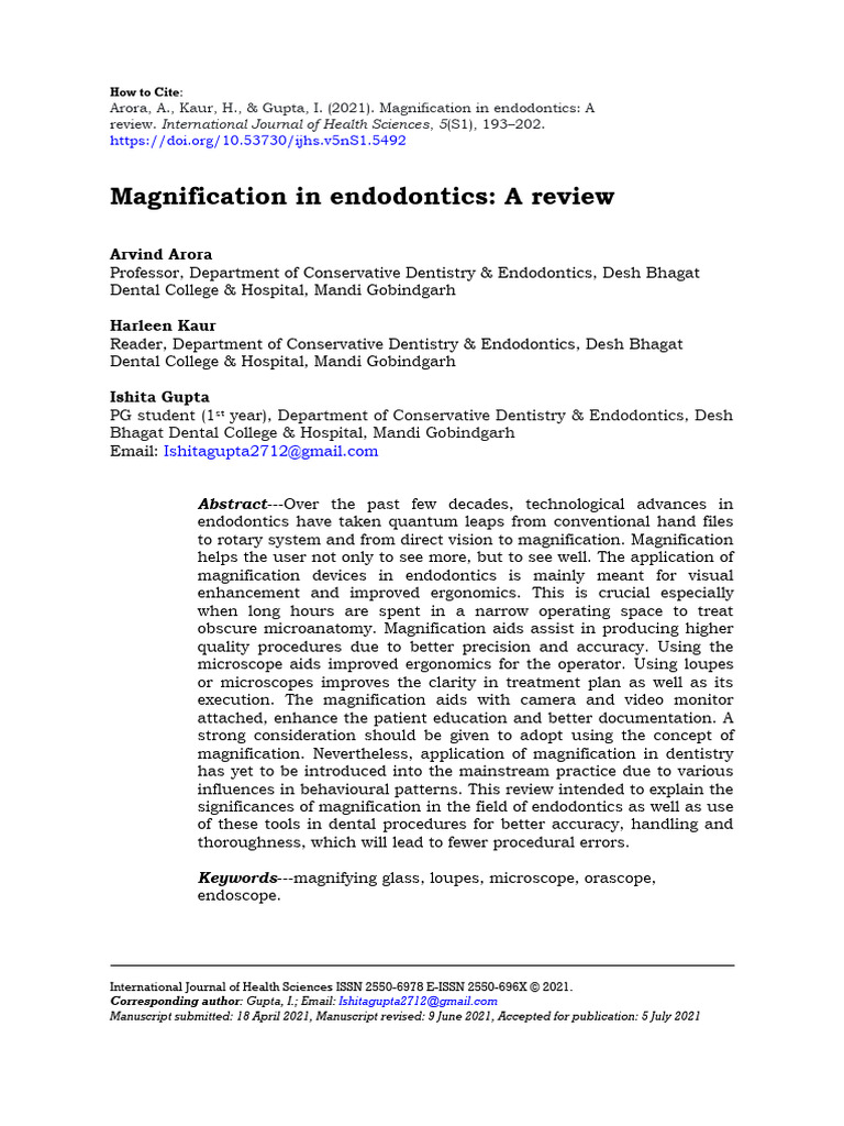 Magnification in Endodontics A Review | PDF | Electromagnetic Radiation ...