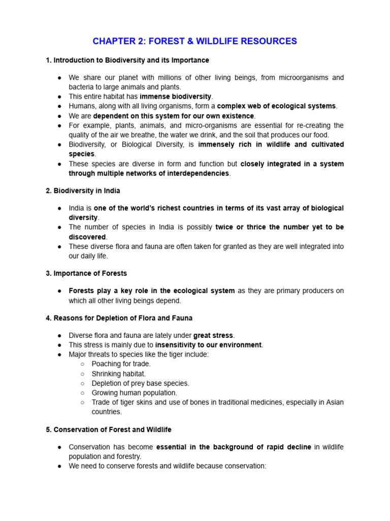Biodiversity and Wildlife Conservation in India | PDF | Biodiversity ...