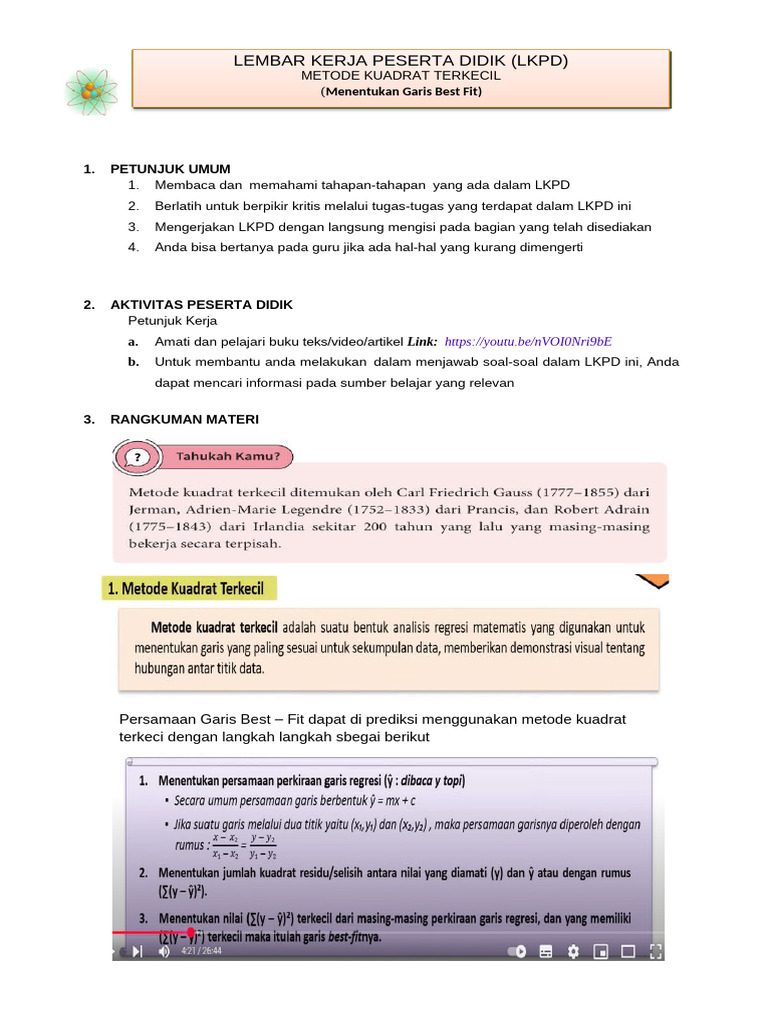 Rumus Garis Best Fit Metode Kuadrat | PDF