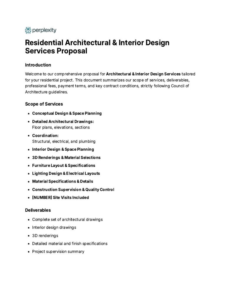 Residential Design Services Proposal | PDF | Specification (Technical ...