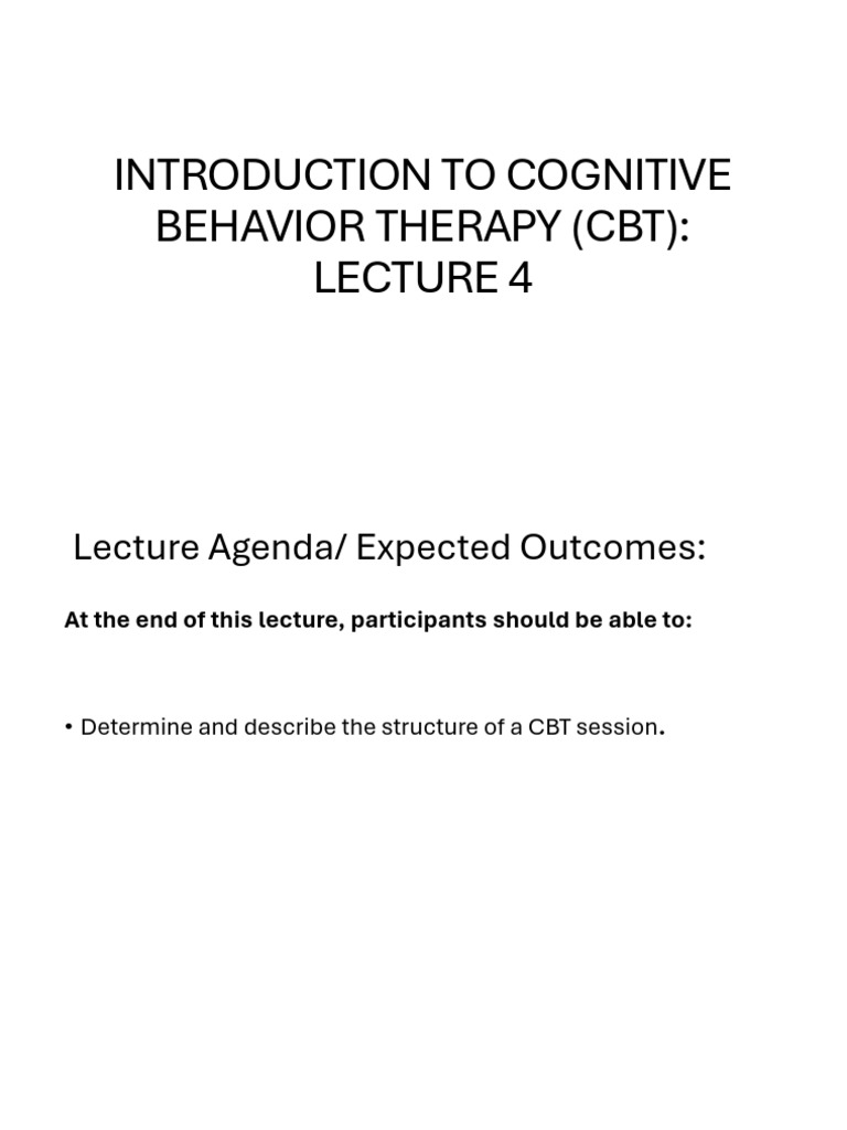 CBT Session Structure Overview | PDF | Cognitive Behavioral Therapy ...