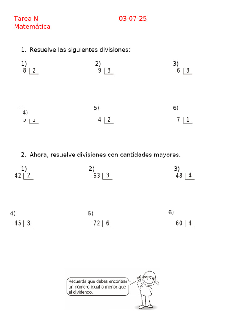 Divisiones y Problemas Matemáticos | PDF