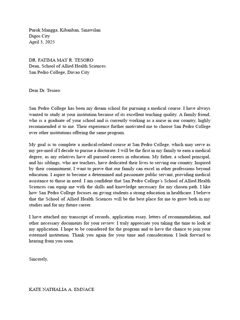 College Admission Letter | PDF