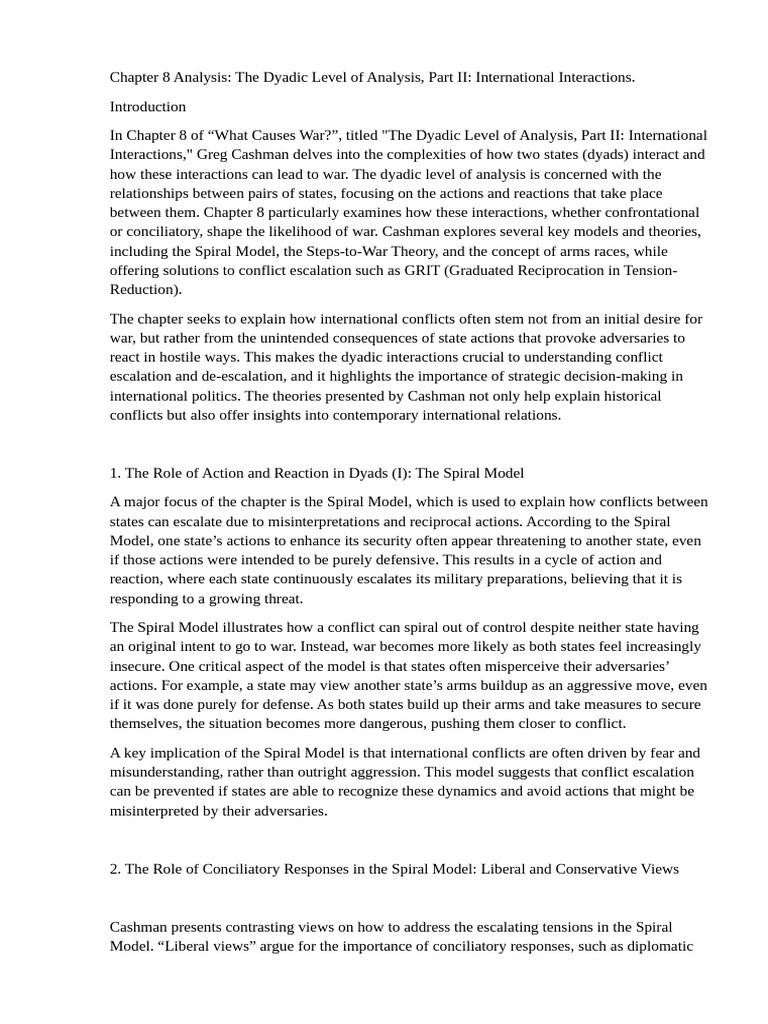 Chapter 8 Analysis Nurgli Doszhan | PDF | Negotiation | Deterrence Theory