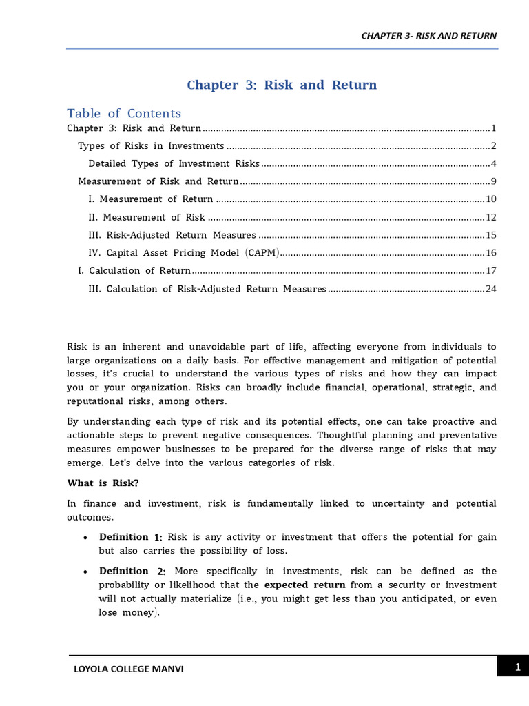 Chapter 3 Risk and Return (Updated) | PDF | Financial Risk | Market Liquidity