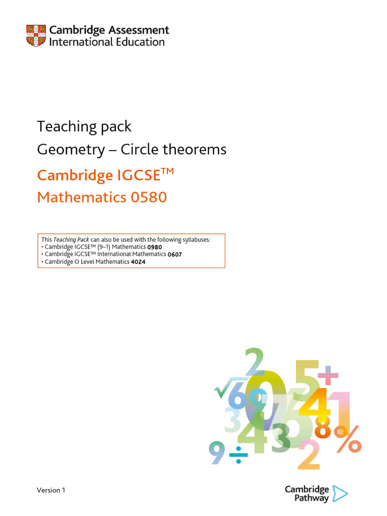 Cambridge Circle Theorems Teaching Pack | PDF | Circle | Mathematical Proof